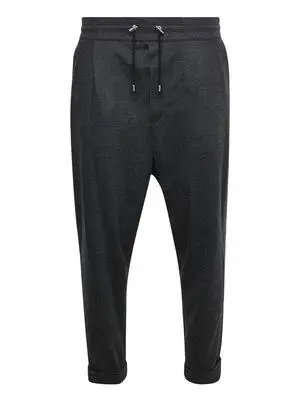 Balmain Low Crotch Elastic Belted Flannel Pants - Black
