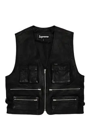 Supreme Leather Cargo Vest - Black
