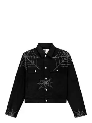 SP5DER Web Denim Cropped Trucker Jacket - Black