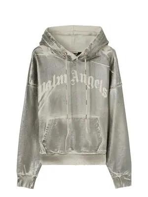 Palm Angels Metallic Logo Hoodie - Grey