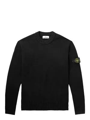 Stone Island Logo Patch Crewneck Jumper - Black