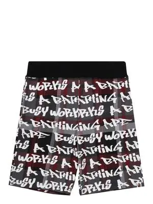 A BATHING APE Graffiti Check Shorts - Black