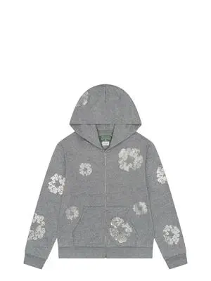 DENIM TEARS Cashmere Swarovski Cotton Wreath Zip Hoodie - Grey