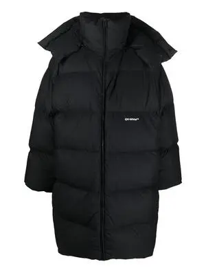 Off-White Bounce Hooded Down Long Puffer - Black