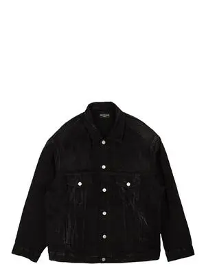 Balenciaga Paris Oversized Denim Jacket - Black