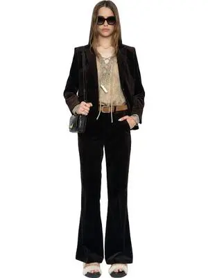 Zadig&Voltaire Prevy Velvet Trousers - Brown / Pink / Yellow