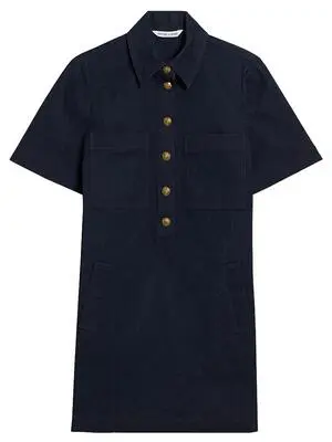 Veronica Beard Koulis Denim Mini Shirt Dress - Dark Denim