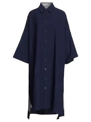 JOSEPH Oversized Printed Cotton And Linen-blend Twill Midi Shirt Dress - Navy