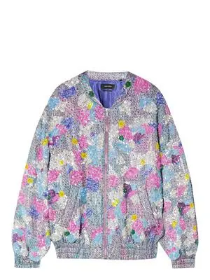 Isabel Marant Adeline Embellished Silk-blend Bomber Jacket - Pink
