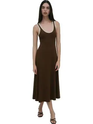 Rosetta Getty Contrast Rib Tank Dress - Neutral