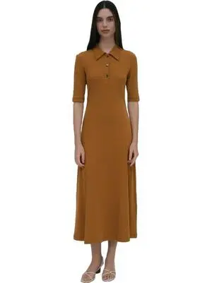 Rosetta Getty Polo T-shirt Dress - Black / Brown / Gold
