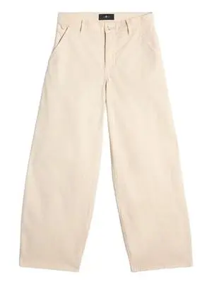 7 For All Mankind Comfort Twill Bonnie Barrel Leg Trousers - Neutral