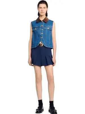 Sandro Sleeveless Denim Vest - Blue