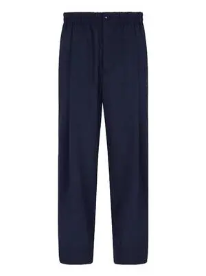 Giorgio Armani Single-pleat Lightweight Wool-canvas Trousers - Navy