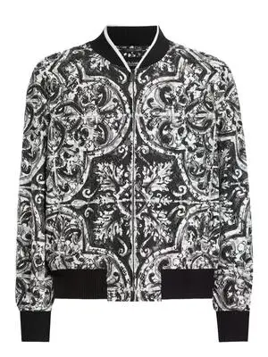 Dolce & Gabbana Silk Bomber Jacket - White