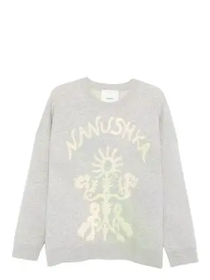 Nanushka Floral-embroidered Pullover Sweater - Grey