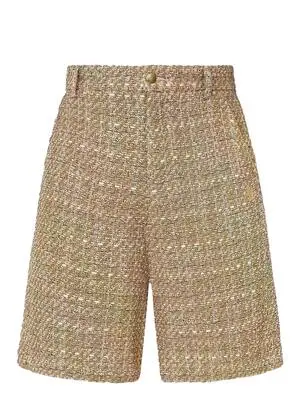 Amiri Bouclé Front-pleat Shorts - Brown