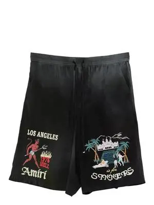 Amiri Embroidered Design Shorts - Black
