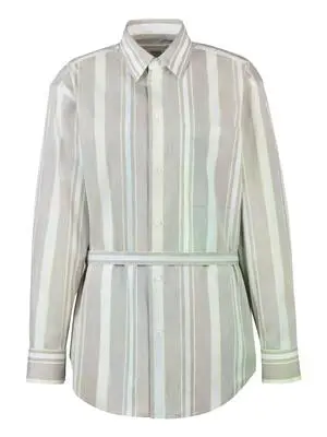 TOD'S Striped Belted Shirt - Brown