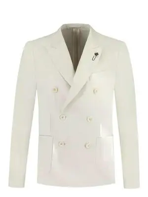 LARDINI Double-breasted Patch-pocket Blazer - Neutrals