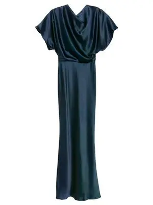 Amsale Satin Draped Gown - Blue