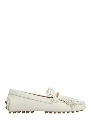 TOD'S Fringed Leather Loafers - White