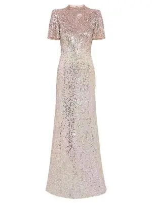 Jenny Packham Jourdain Sequin-Embellished Gown Pink