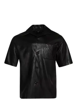 Amiri Ma Embroidery Leather Shirt - Black