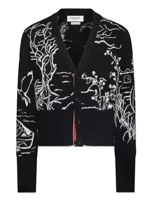 Thom Browne Scenic Intarsia Cardigan - Black