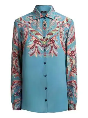 Etro Paisley-print Silk Shirt - Blue