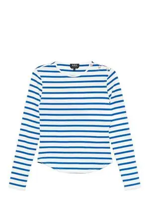 A.p.c. Striped Button-shoulder T-shirt - White