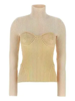 JEAN PAUL GAULTIER Ribbed Knit Corset Sweater - White