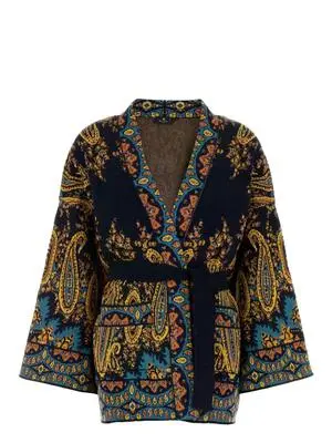 Etro Paisley-patterned Belted Cape - Black