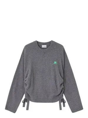 GANNI Side Tie Wool-blend Jumper - Grey