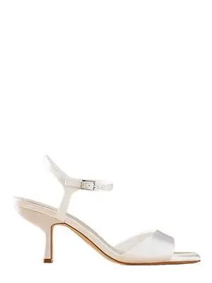 Jeffrey Campbell Fiora Square-toe Kitten Heels - White Satin