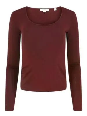 Vince Long-sleeved Scoop Neck T-shirt - Red