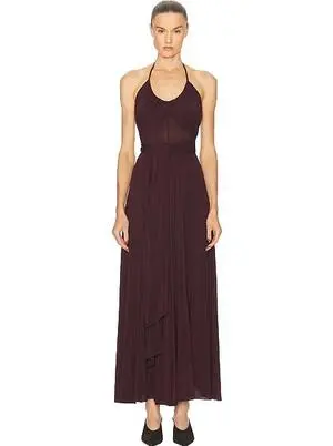 Alaïa Halter Maxi Dress - Bordeaux
