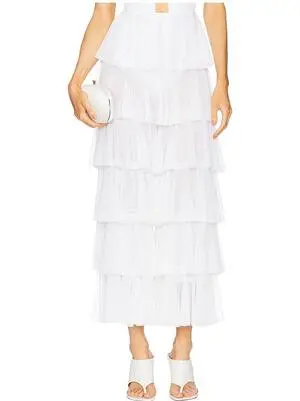 Norma Kamali Wide Leg Ruffle Pant - White