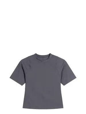 Nike Zenvy Rib Short Sleeve Top - Thunder Grey/white