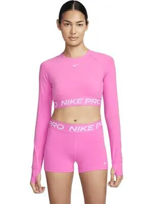 Nike Pro Dri-fit Cropped Long-sleeve Top - Red