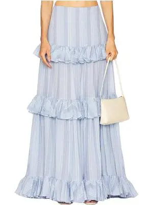 Prabal Gurung Maxi Ruffle Tiered Skirt - Blue Multi