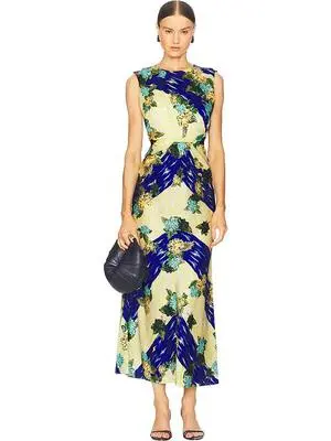 Saloni Gwen Floral-print Silk Dress - Lantana Stripe Plmt