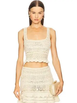 Retrofete Damira Crochet Top - Ivory & Gold
