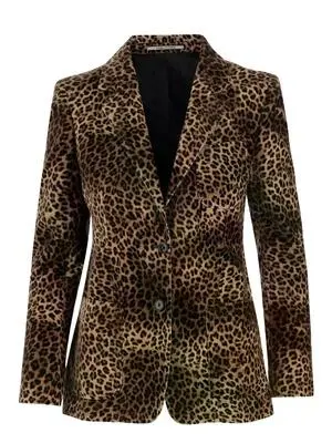 Tagliatore Leopard-print Velvet Blazer - Brown