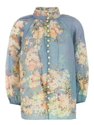Zimmermann Cascadian Billow Blouse - Blue