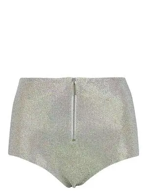 GAIA CANCIANI Crystal-embellished Zip Shorts - Silver