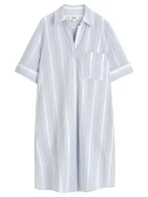 Cos Striped Cotton-linen Shirt Dress - Light Blue