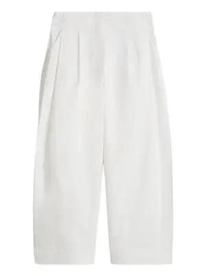 Cos Cotton Barrel-leg Trousers - White