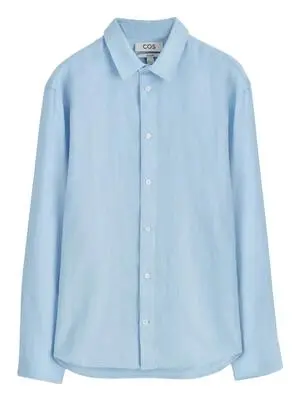 Cos Relaxed Linen Shirt Light Blue