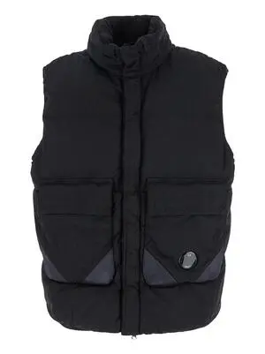C.P. COMPANY Tech Fabric Vest With Logo Plaque - Black